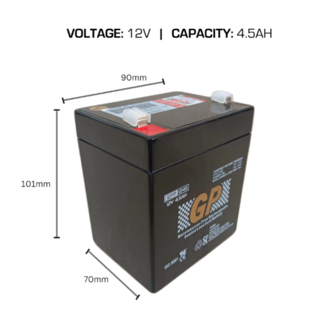 ORIGINAL GP 12V 4.5Ah Rechargeable Sealed Lead Acid Battery -GPP1245 GP ...