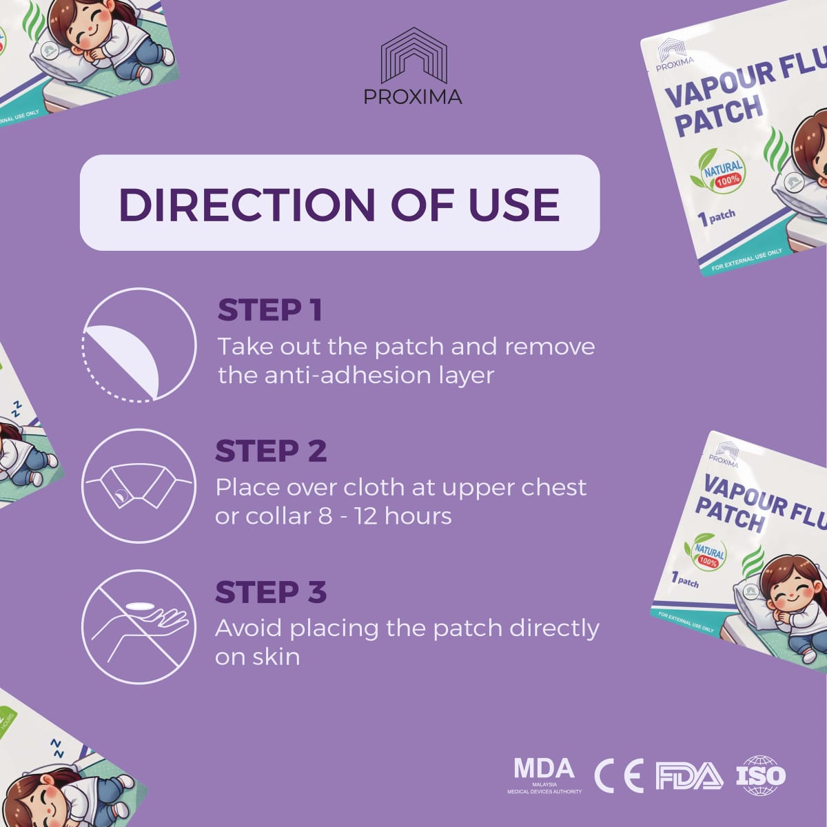 Proxima Vapour Flu Relief Patch (8'S) for Children & Adults l Pelekat ...