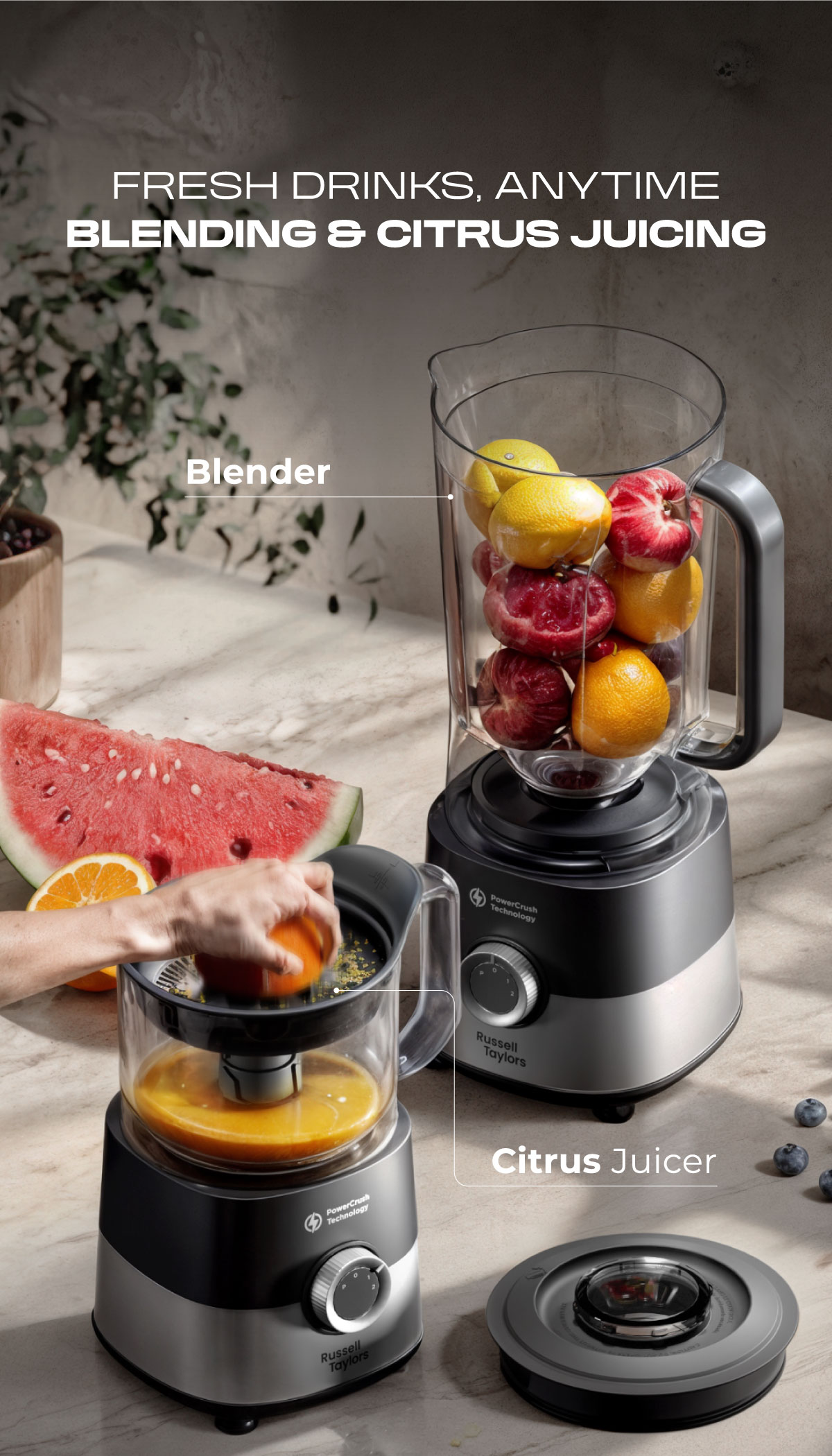 Russell Taylors PowerCrush 9-in-1 Food Processor 1.5L 750W FP6 (Blend ...