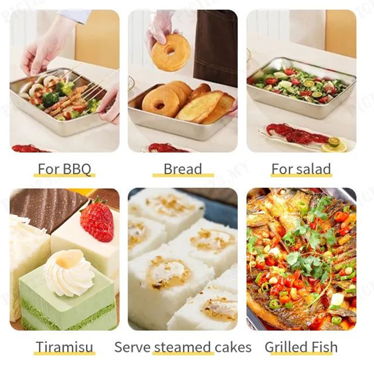 Stainless Steel Food Box With Lid Fresh-Keeping Storage Box Grill Tray ...