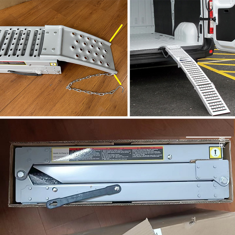 Heavy Duty Tri-Fold Steel Truck Ramp 1000 LBS Capacity Adjustable Ramp ...