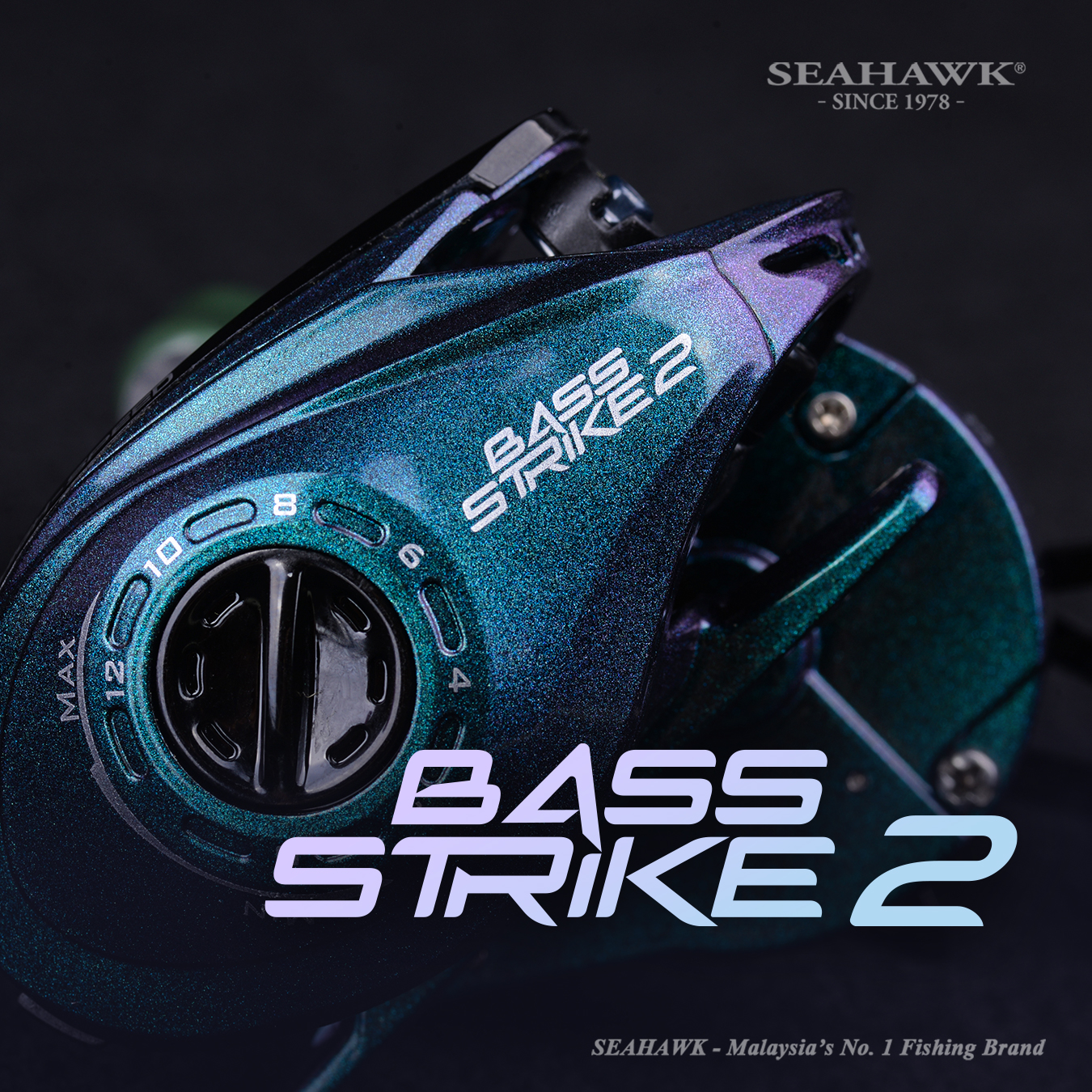 SEAHAWK BASS STRIKE 2 103HSL DRAG CLICKER FISHING REEL MESIN BC ...