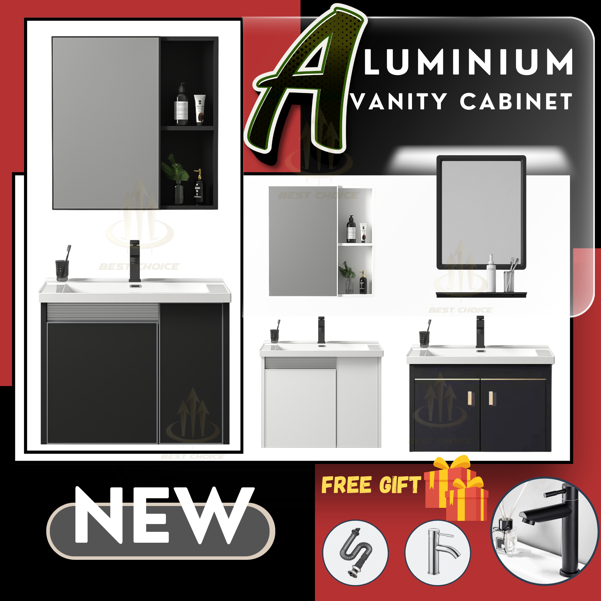 Aluminium Bathroom Cabinet sinki bilik air toilet Ceramic basin Sink ...