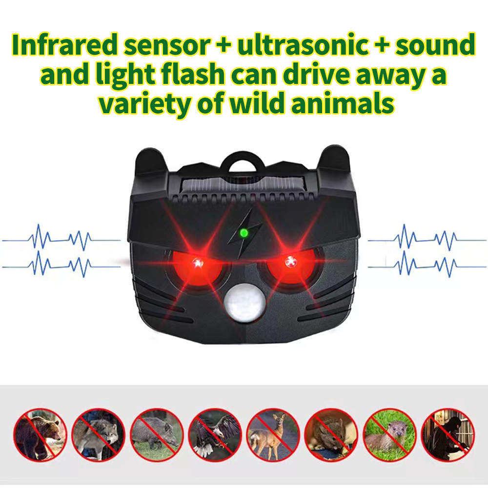 Solar Ultrasonic Monkey Repellent AI chip Repeller Stray Cats,Dogs ...