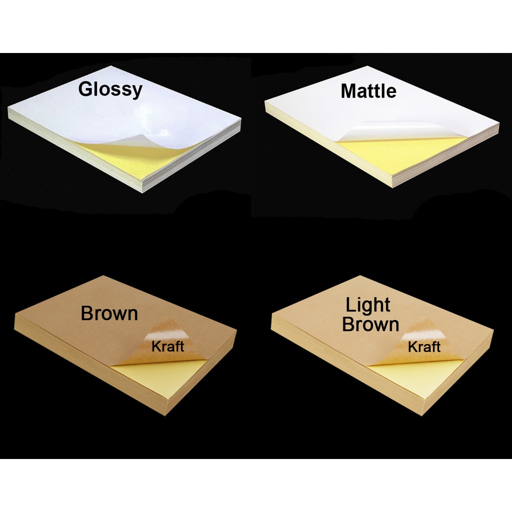 10 / 50 Pcs A4 Sticker Paper (Glossy / Matte / Kraft Brown) 21x29cm ...