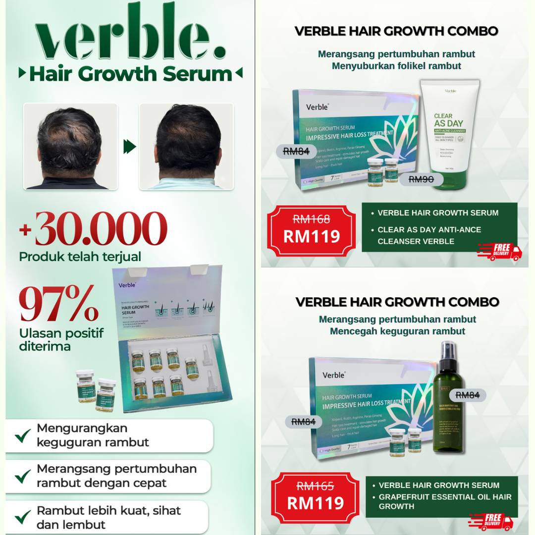 Verble Hair Growth Combo Stimulates Hair Growth Hair Grow Faster and ...