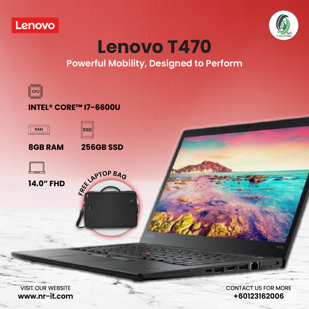 Lenovo ThinkPad T470 Ci7-6th Gen | 8GB RAM 256GB SSD | 14" FHD | Dual ...