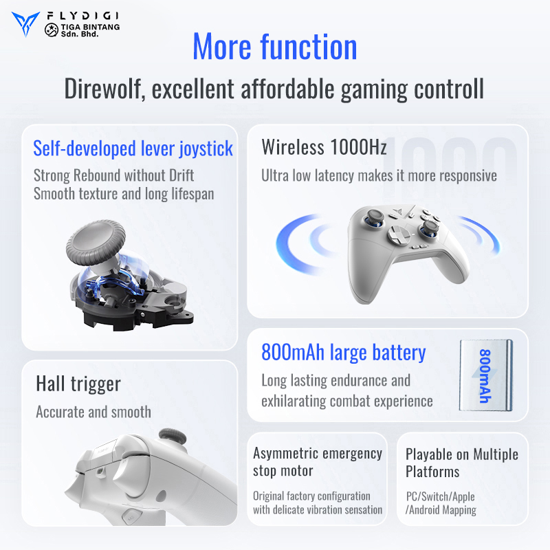 FLYDIGI Direwolf 3 PC Controller, Hall Effect Joysticks Triggers, Multi-Platform Gaming | Shopee ...