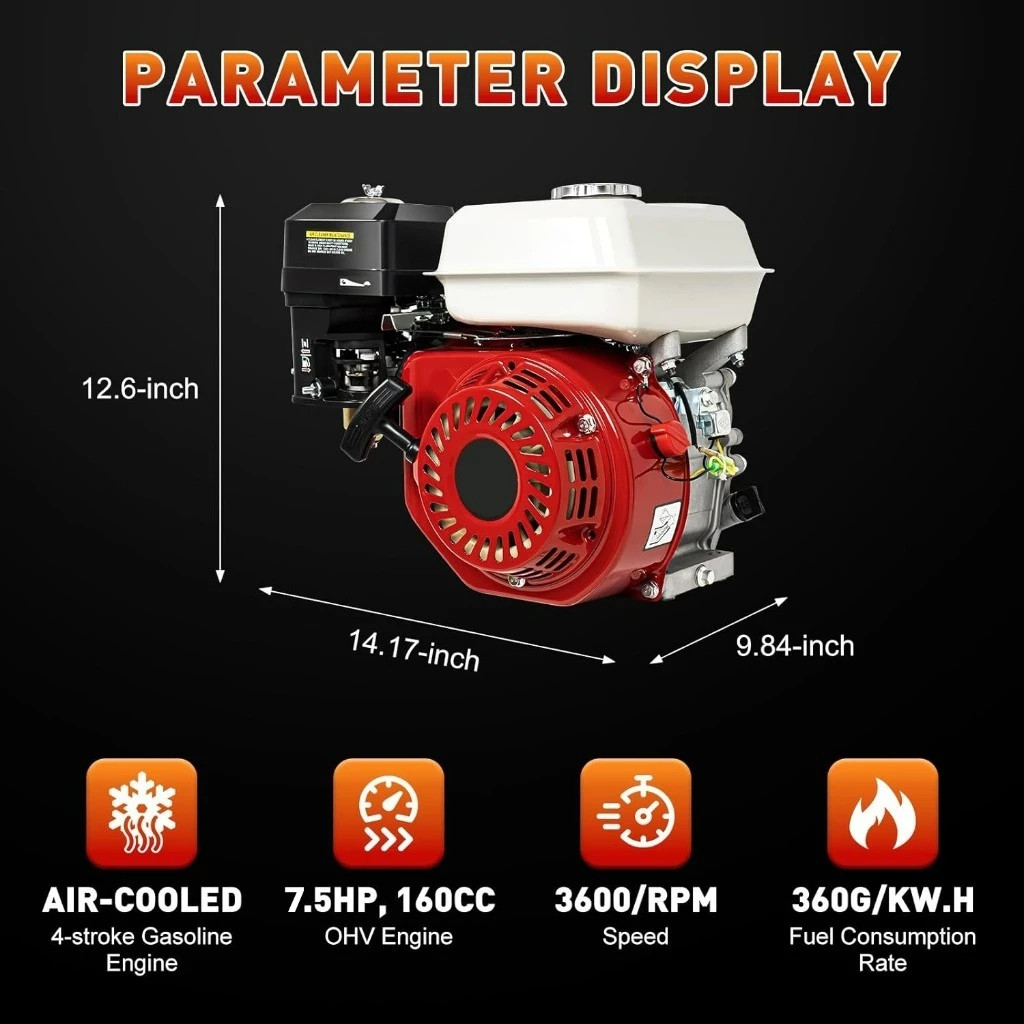 Petrol Engine 4-Stroke 9.5HP High Power Portable Air Cooled Gasoline ...