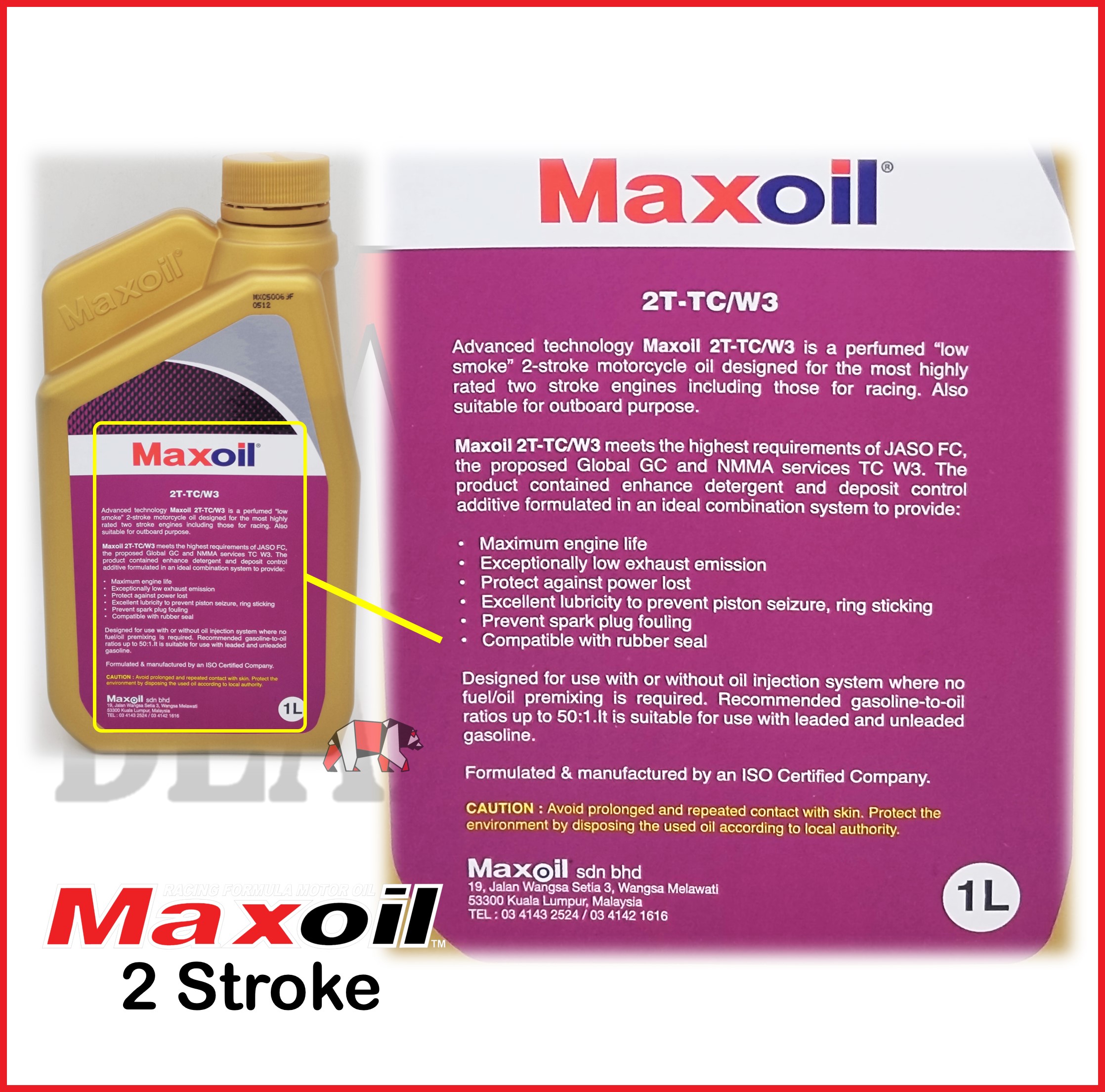 MAXOIL Motorcycle Oil 2T (1 Litre) Racing Formula Motor Oil Two Stroke ...