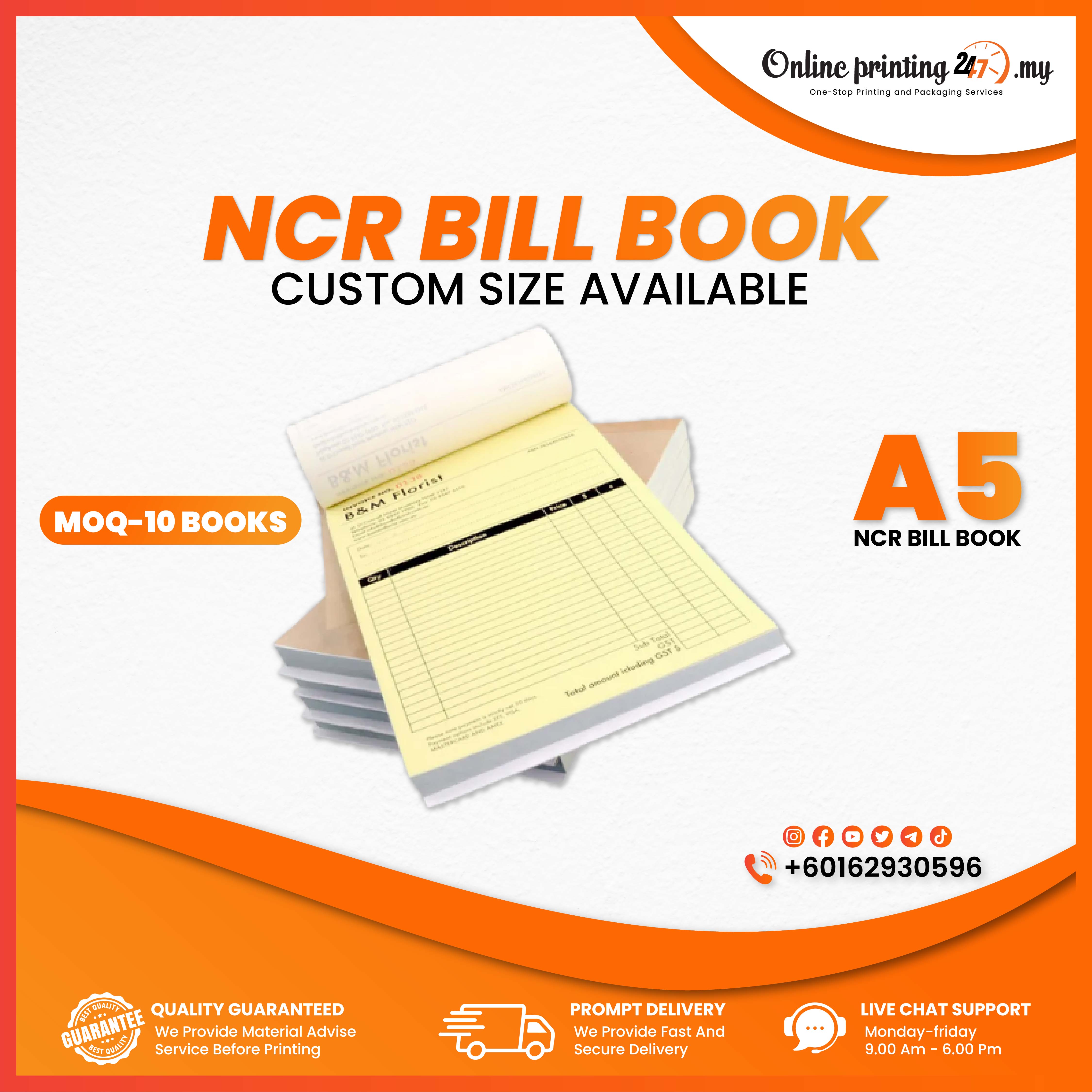 Custom A5 NCR Bill Books Malaysia – 2 Ply & 3 Ply Multi-Purpose Receipt, Order, and Invoice ...