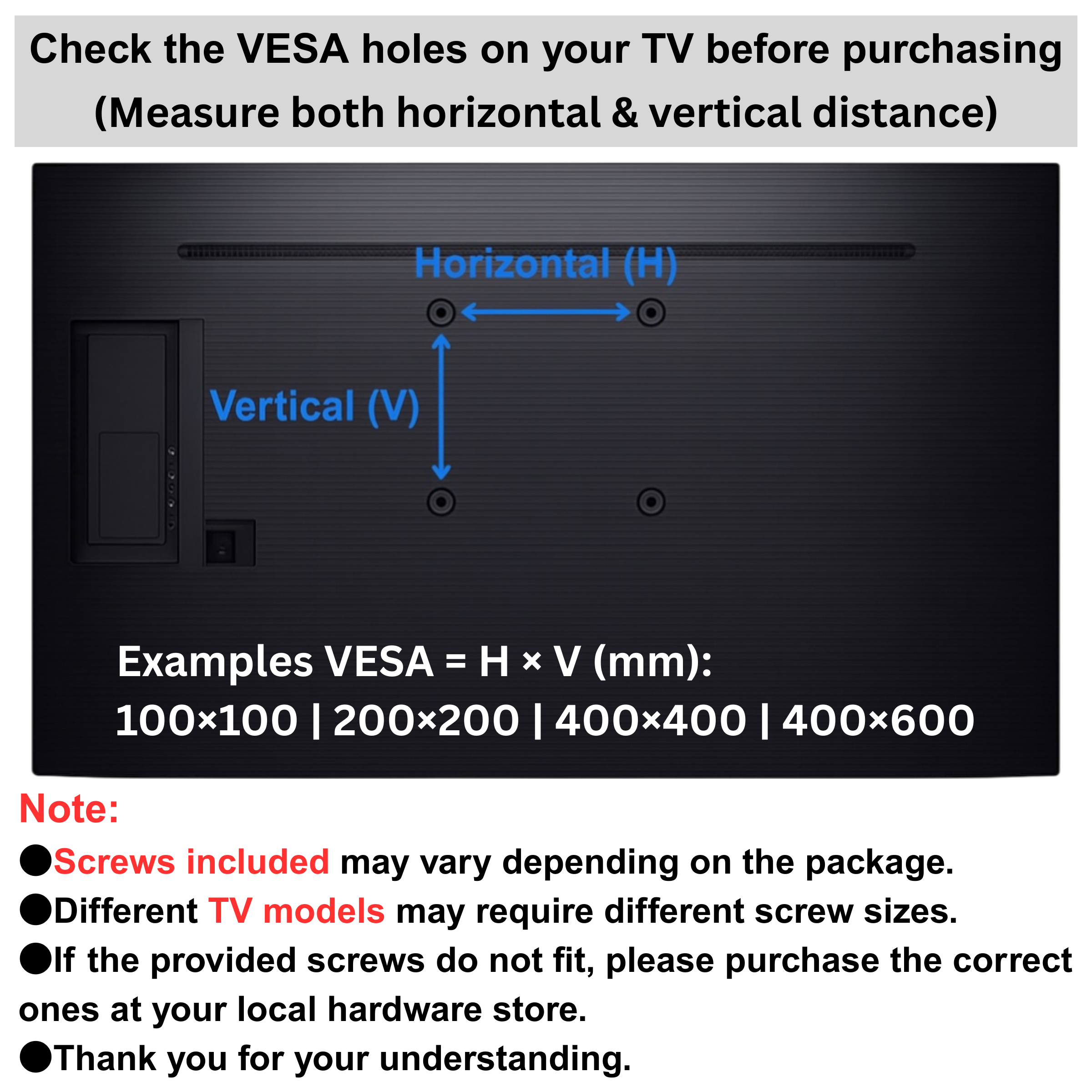 UNIVERSAL 32''–60'' / 40''–85'' / 60''–120'' TV WALL MOUNT BRACKET (FIXED WALL) | Shopee Malaysia