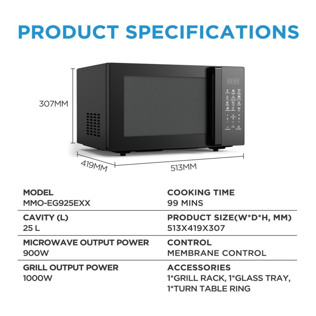 Midea Freestanding Microwave - MMO-EG925EXX | Multi-stage Cooking | 25L ...