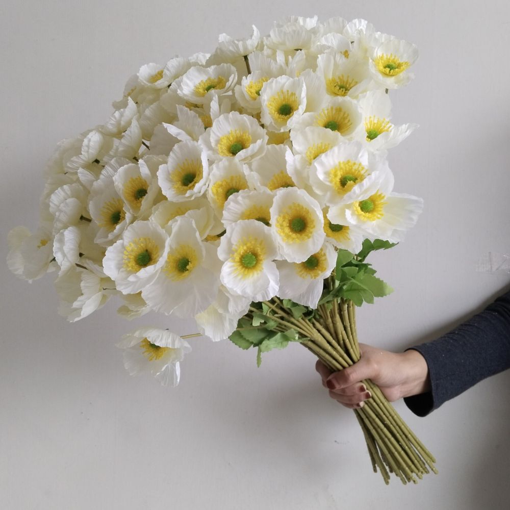 4 Head Poppies Artificial Flower for Wedding Home Office Daisy ...