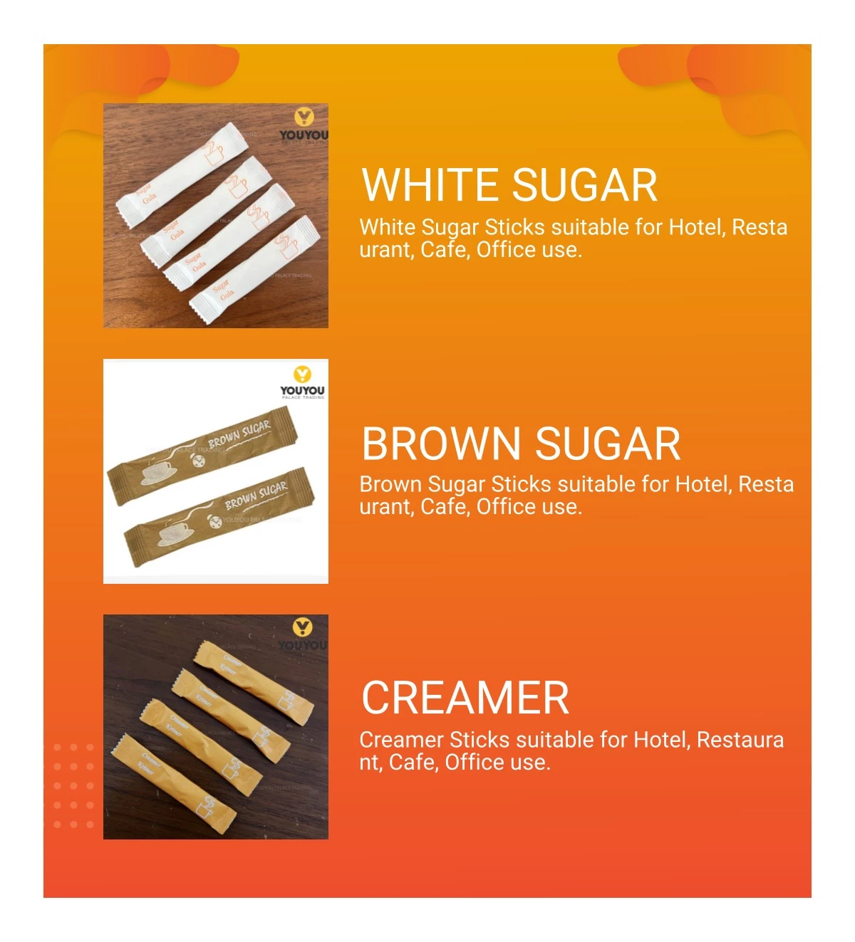 (250’s/100's x 5g) Brown & White sugar &Creamer stick Pack -(Hotel ...