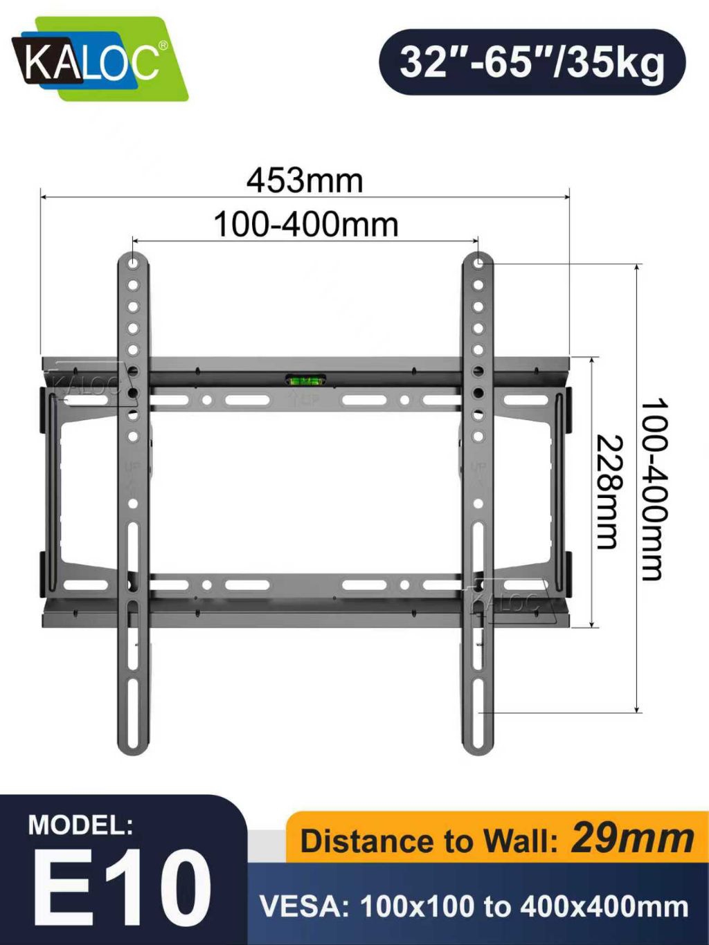 Kaloc E10 32"-65" Low Profile Universal Fixed Wall Mount Tv Bracket ...