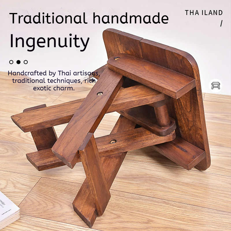 Wooden Folding Stool Small Space Foldable Step Stool Portable Foldable ...