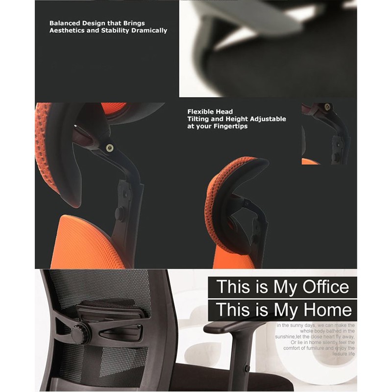 FIVE STAR Chair With Adjustable Lumbar Support Breathable Mesh Height ...