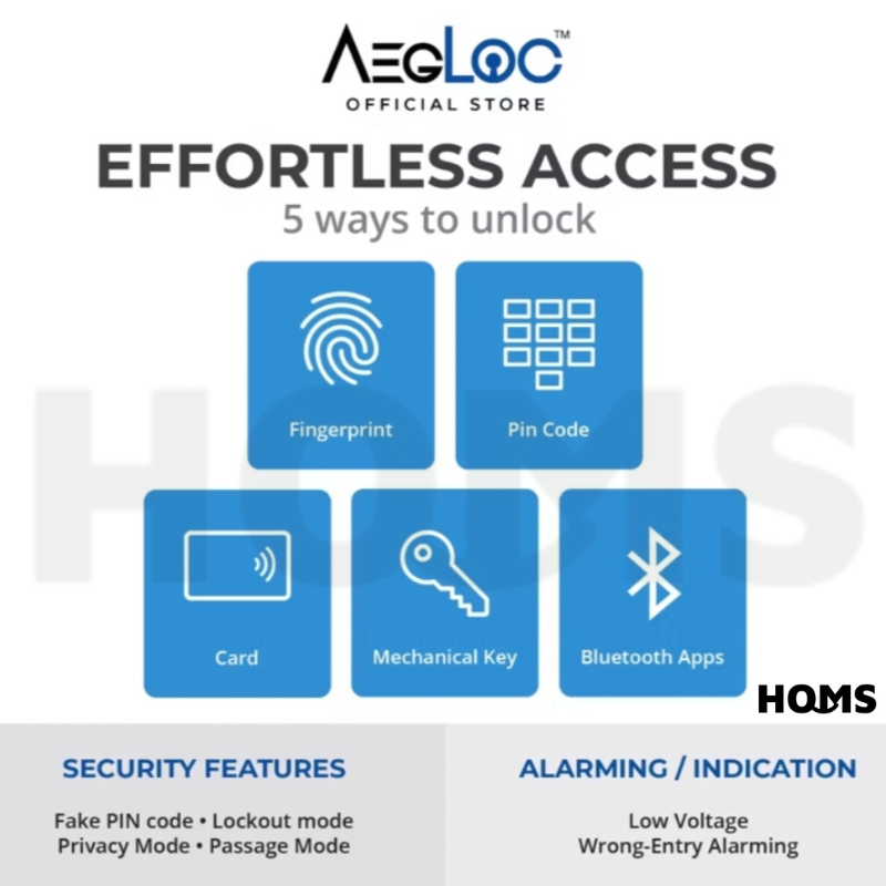 AEGLOC Fingerprint Digital Door Lock SDL-E8560 Smart Lock Lever Handle ...