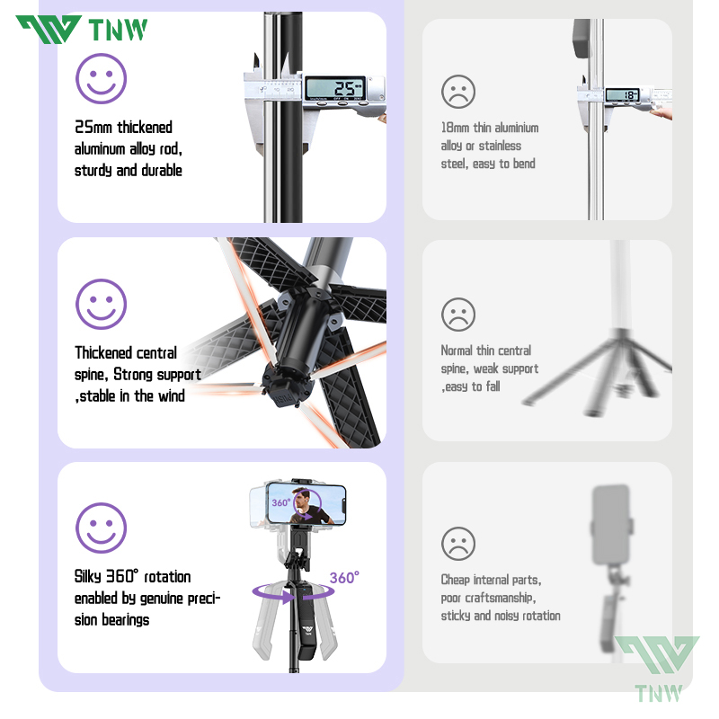 TNW S30 Selfie Stick Tripod 3 in 1 Quadrapod Wireless Selfie Stick ...