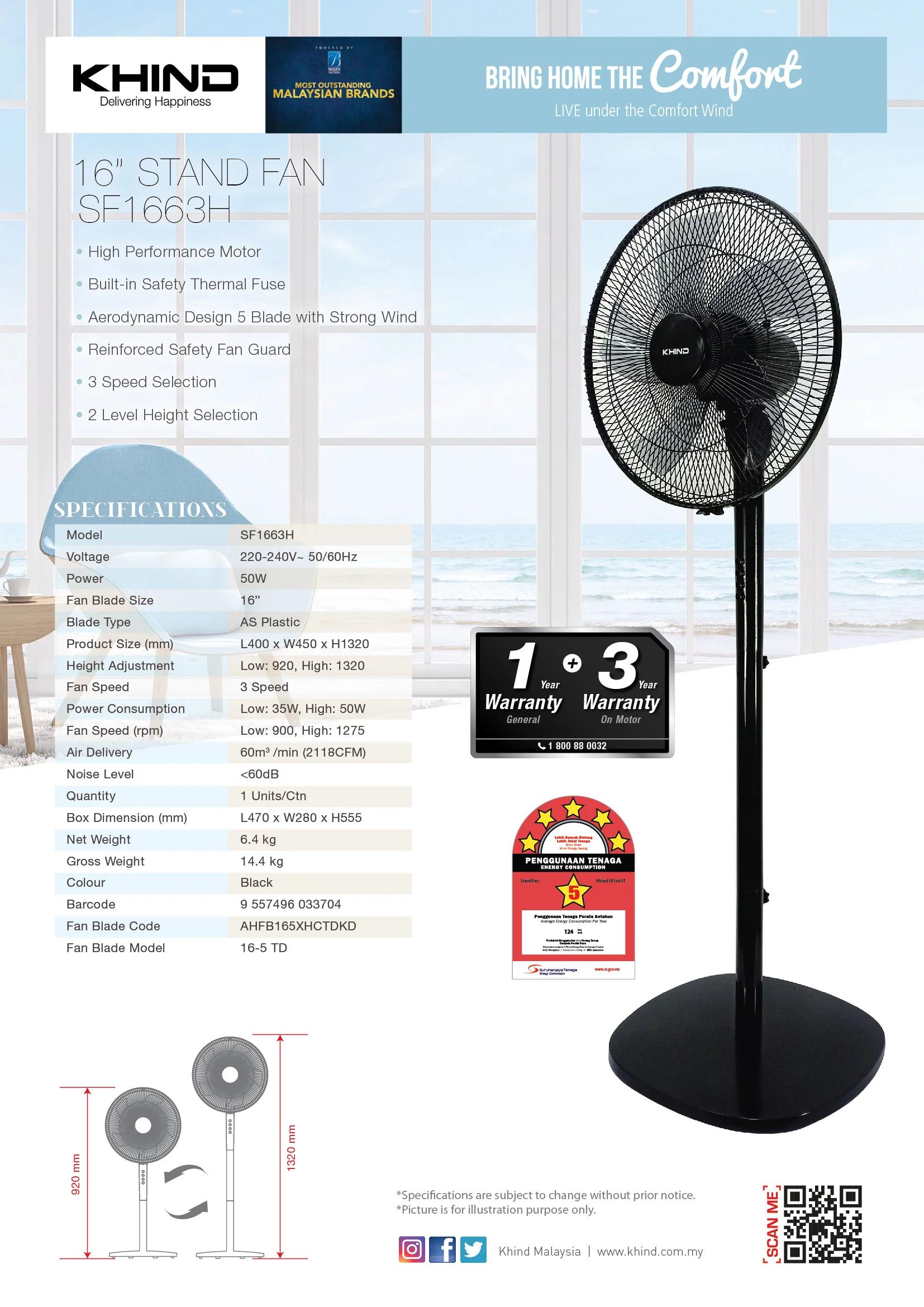 Khind SF1682SE SF1663H SF1660T XMA-168SF Pensonic PSF4505GY PSF4504BG ...