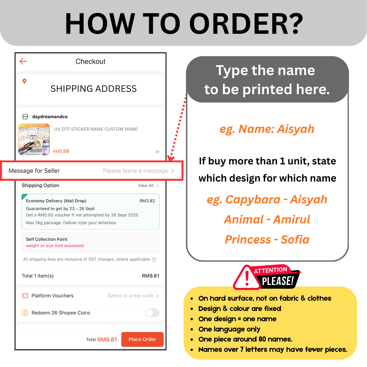 Cartoon Sticker Name -UV DTF Sticker Nama 3D Jello Sticker Name Cute ...