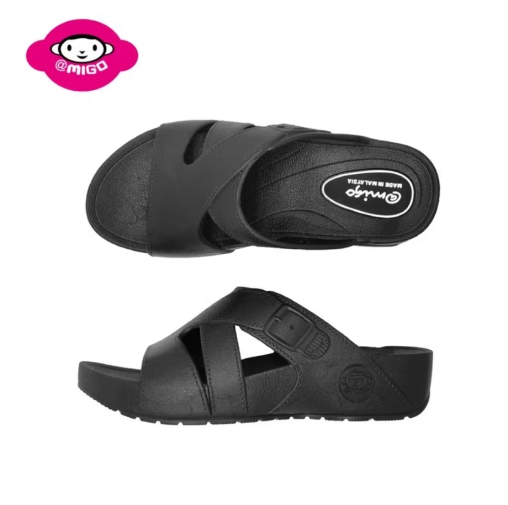 amigo women pvc slipper C-7009,black,brown | Shopee Malaysia