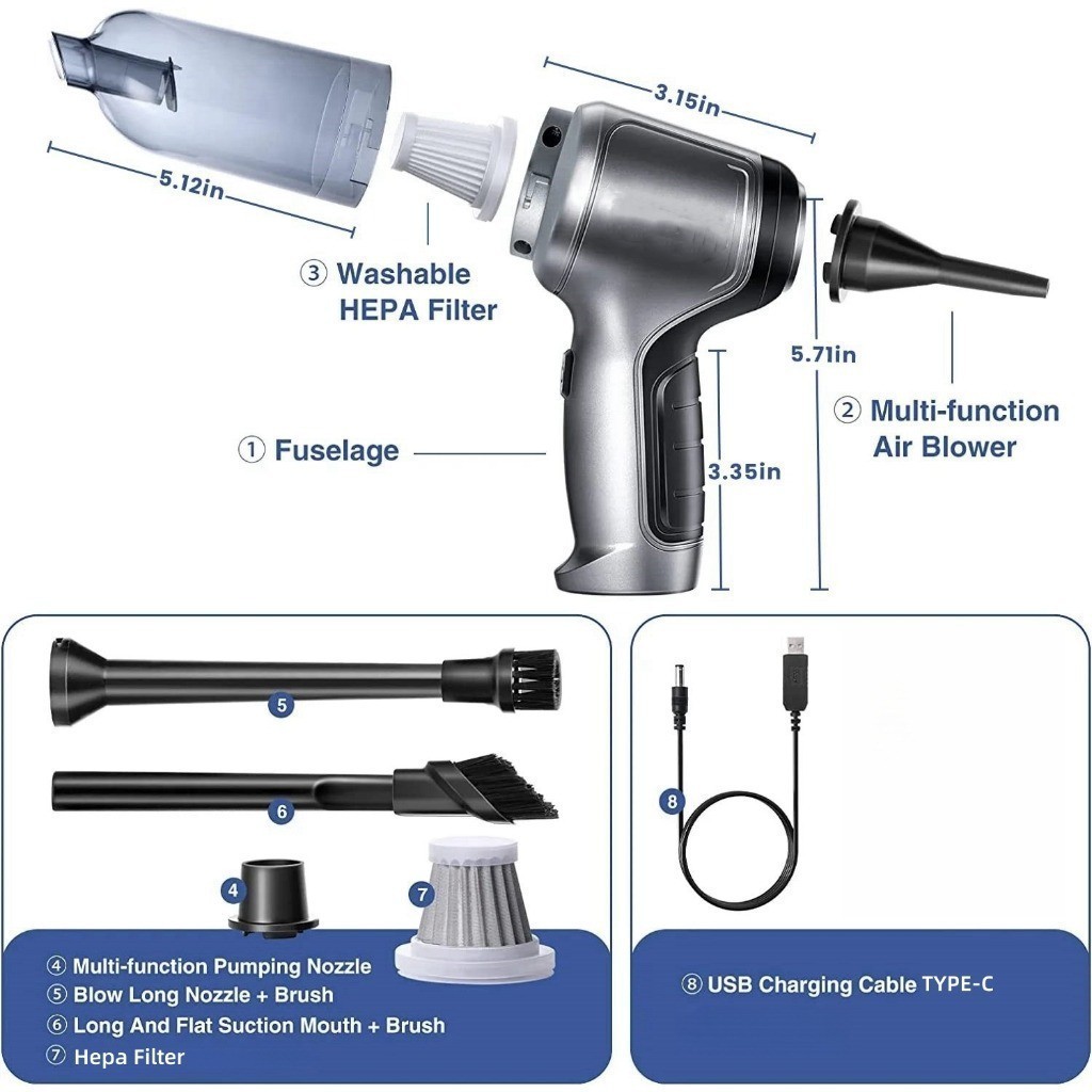 Bosch Car Vacuum Cleaner 8in1 Brushless Powerful 95000Pa German Long ...