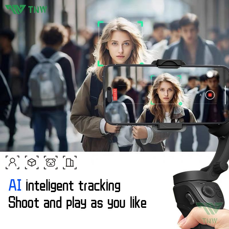TNW M01 3-Axis Gimbal Stabilizer with Fill Light Anti Shake Handheld AI ...
