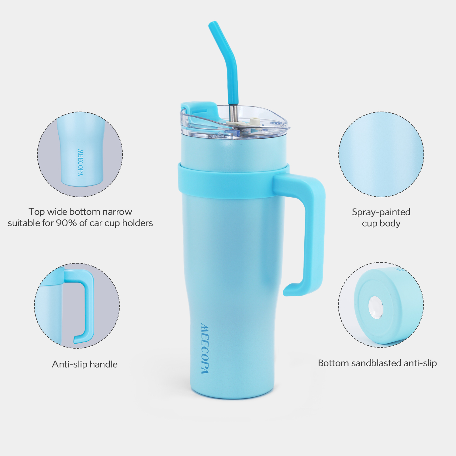 MEECOPA Car Carrying Cups Tumbler 304 Stainless Steel Water Bottle ...