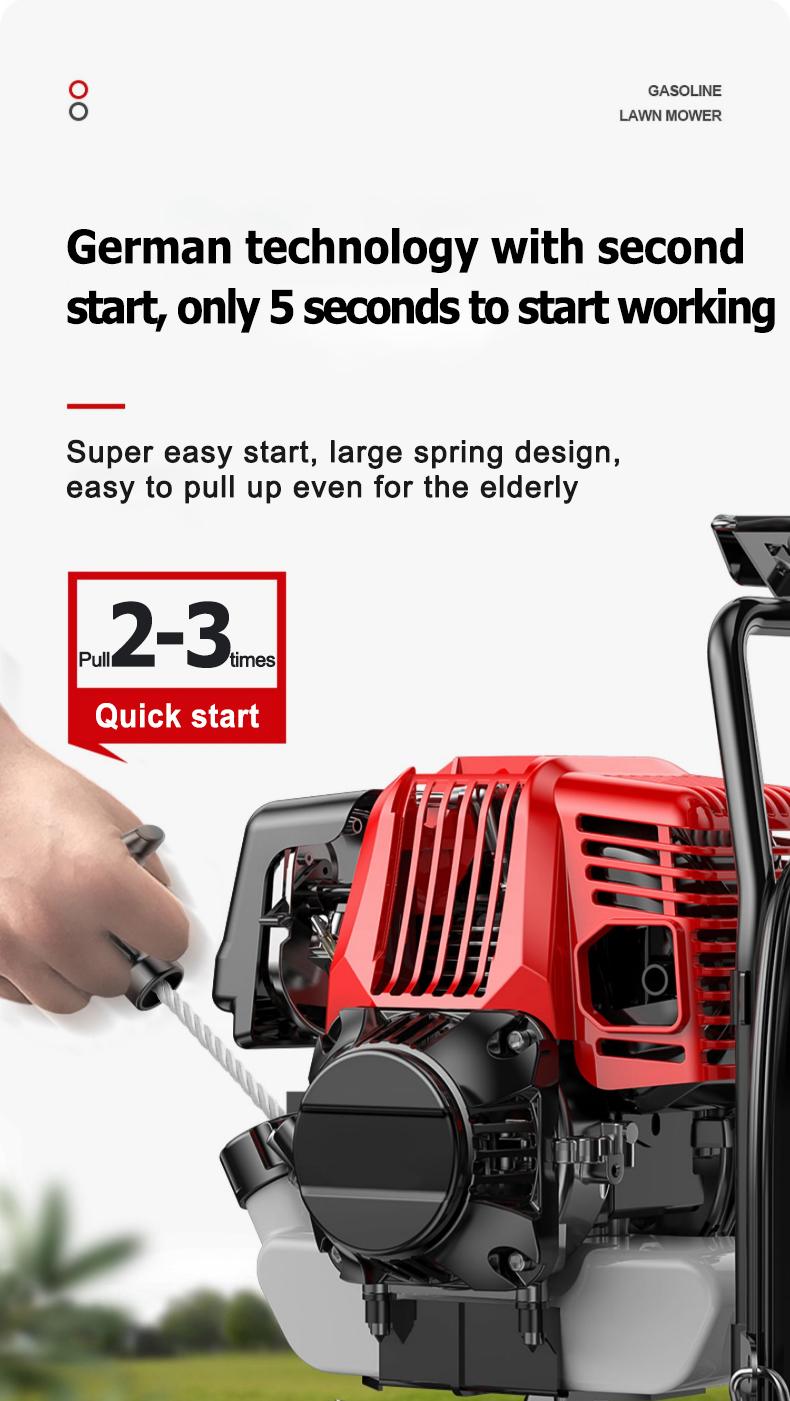 Backpack Gasoline Lawn Mower 52CC 2-Stroke Heavy Duty Fuel-Efficient ...