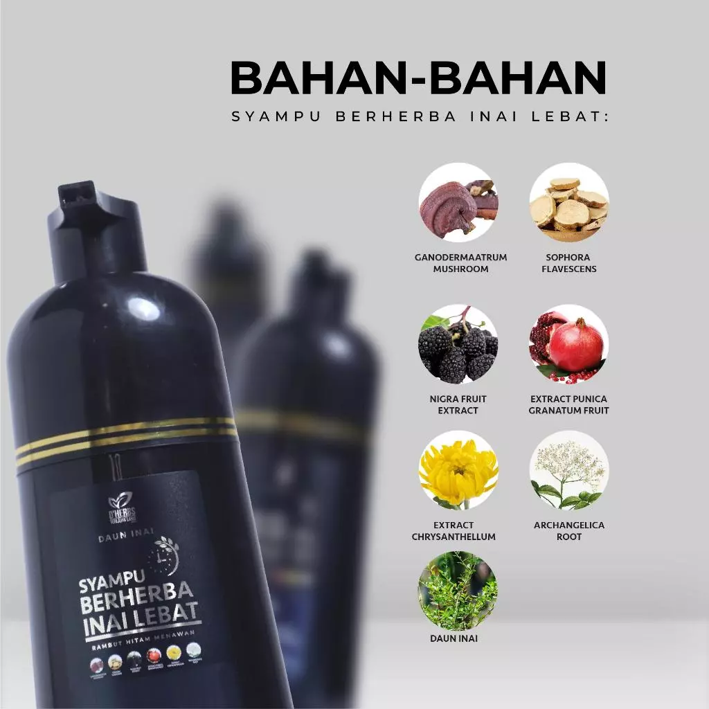 DHerbs Syampu Inai Rambut Halal Warna Hitam Semula Jadi Tutup Uban ...