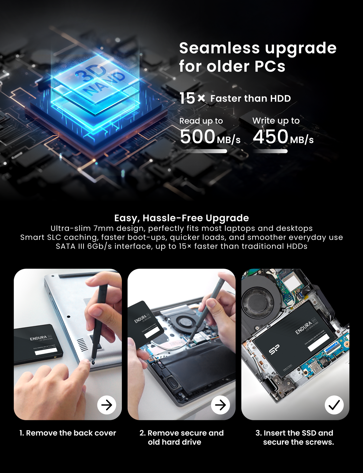 Silicon Power Endura E55 3D TLC 2.5 SATA3 SSD For PC Desktop Laptop ...