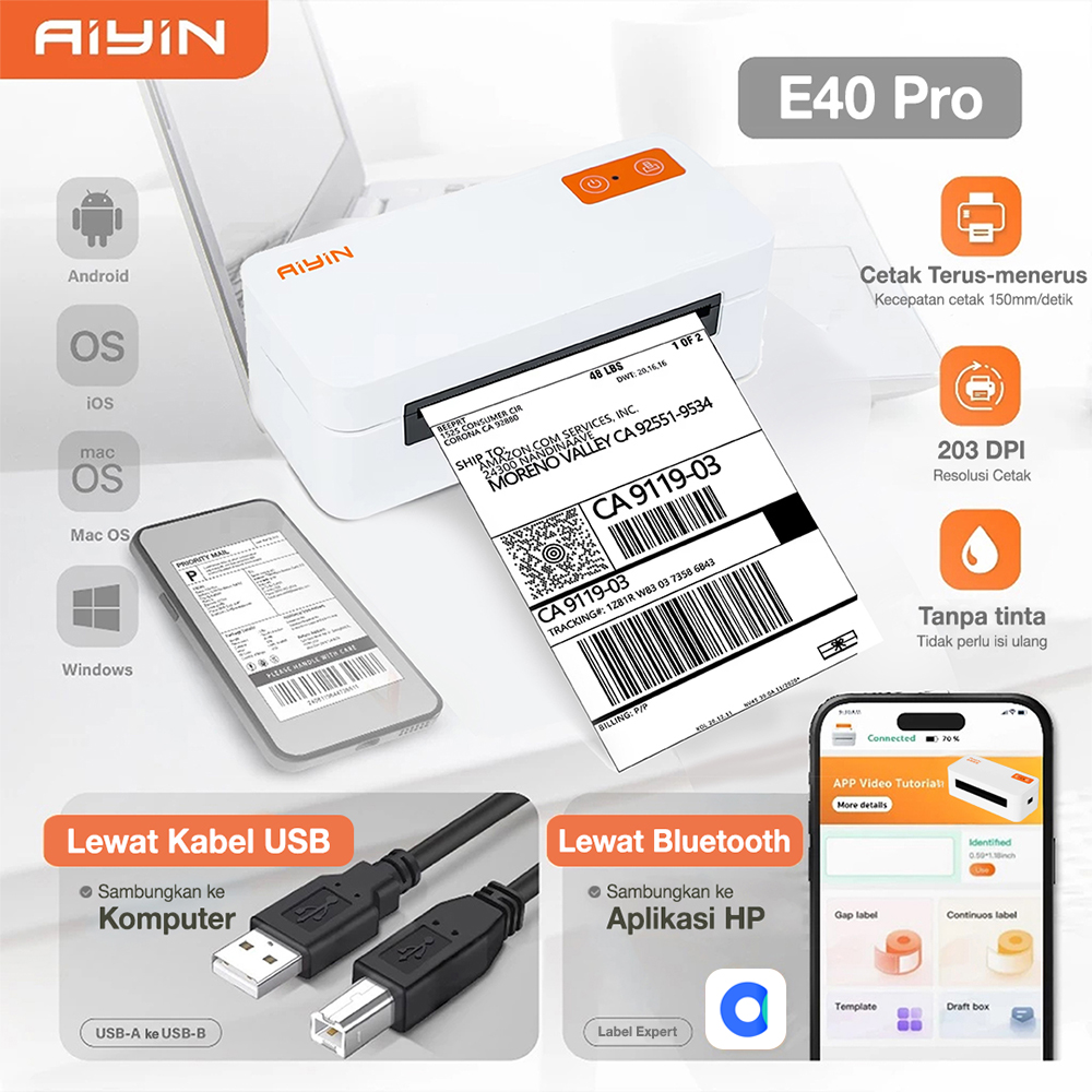 COD Thermal Printer A6 size Bluetooth iOS Android Shipping Label ...