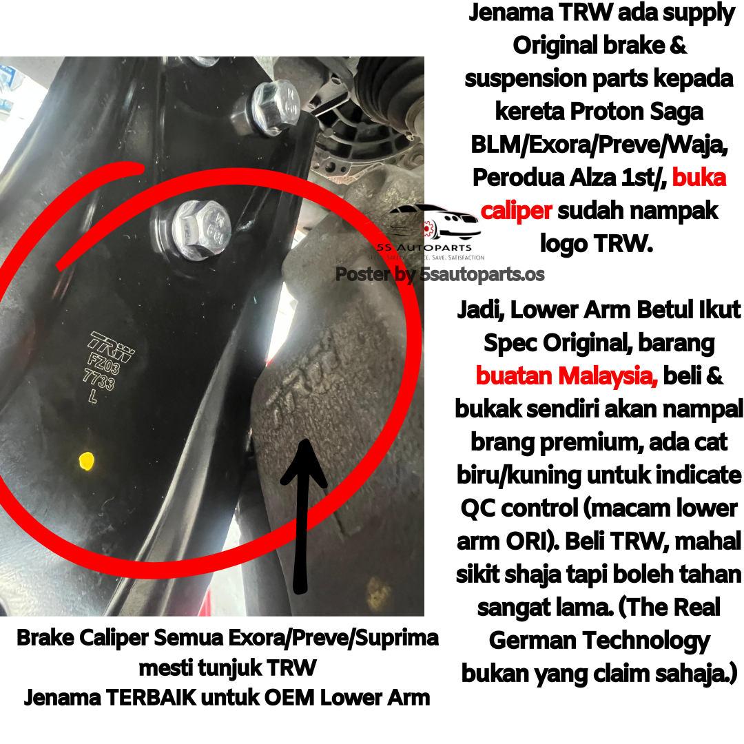 TRW Proton Exora, Preve Front Lower Arm Left & Right With Denco ...