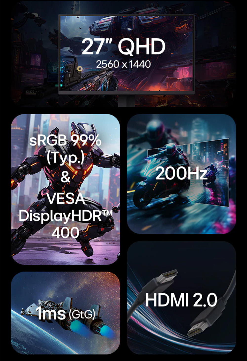 27” UltraGear™ QHD IPS gaming monitor | 180Hz, 1ms, 1000R Curved Display | Shopee Malaysia