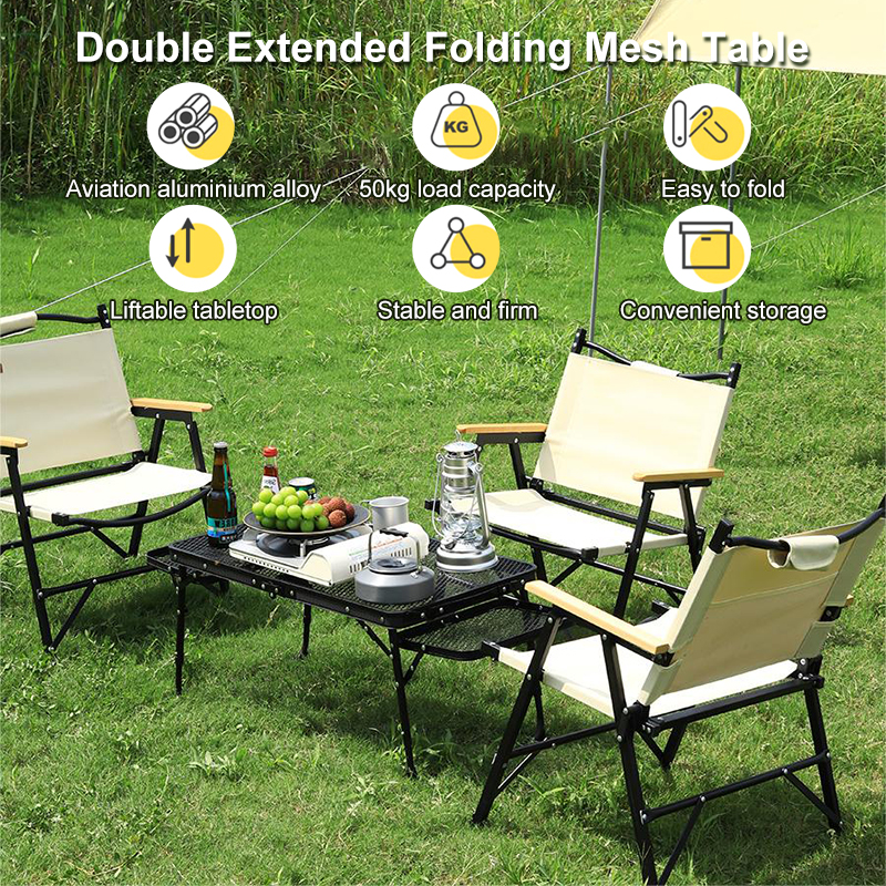 Outdoor Aluminium Mesh Table with wings Meja Meja Camping foldable ...