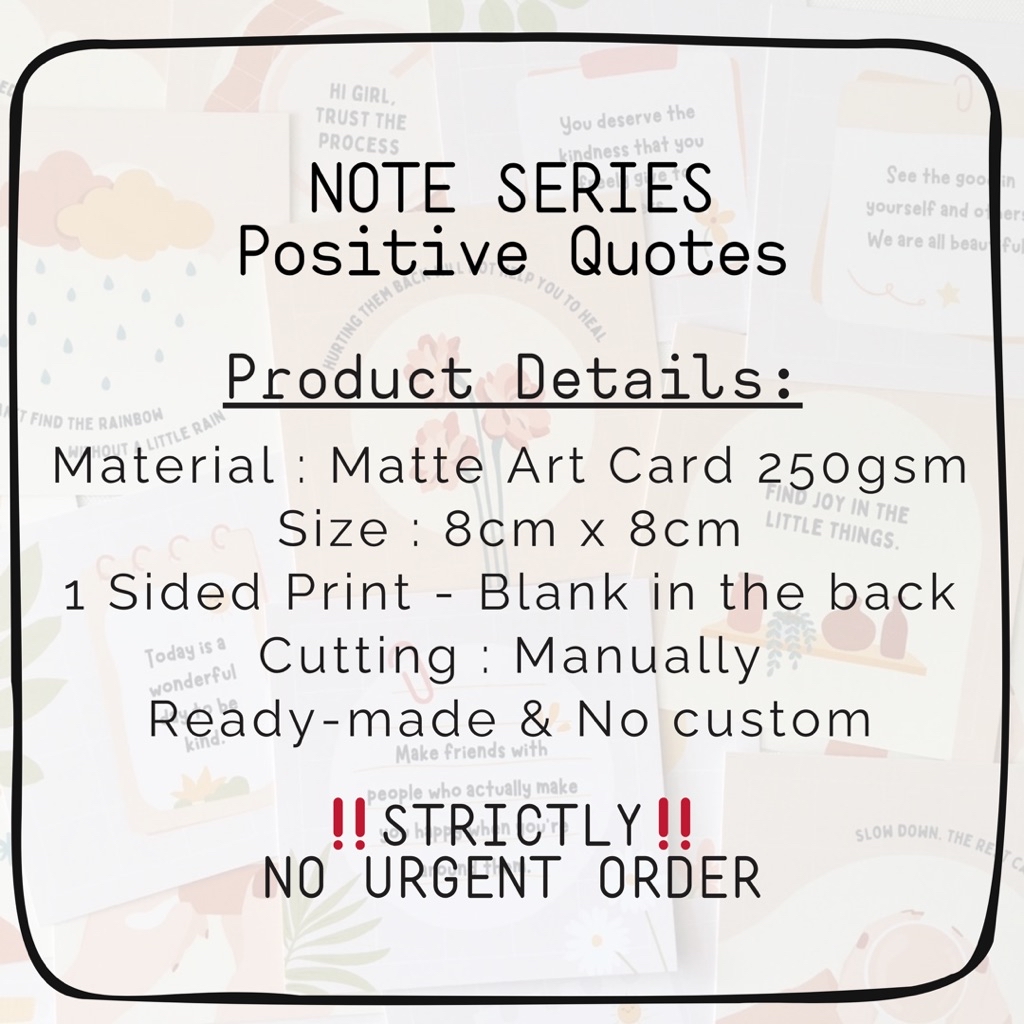 [MINIMUM 10pcs] NOTE SERIES - POSITIVE QUOTES CARD | Shopee Malaysia