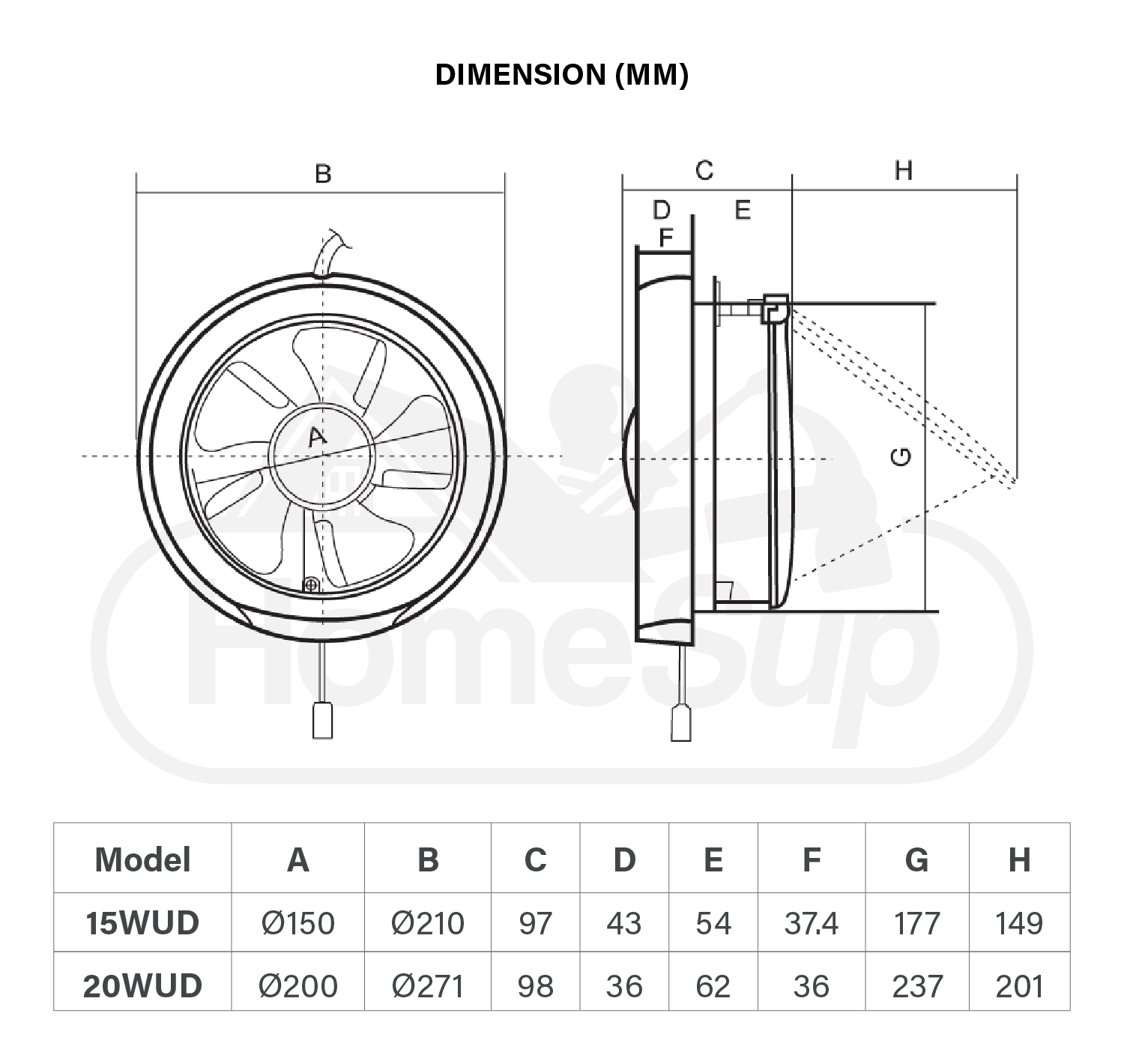 KDK 20Wud Exhaust Fan – 8 Inch Fan Blade, Glass Window Mounted ...