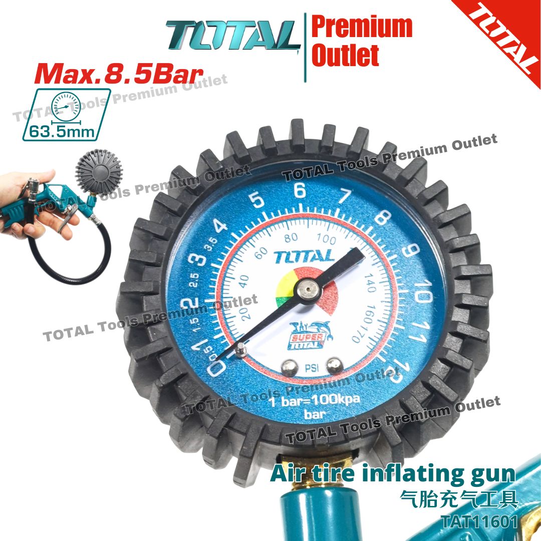 TOTAL Tools Air tire inflating gun Max pressure 8.5Bar (120PSI) 气胎充气工具 ...