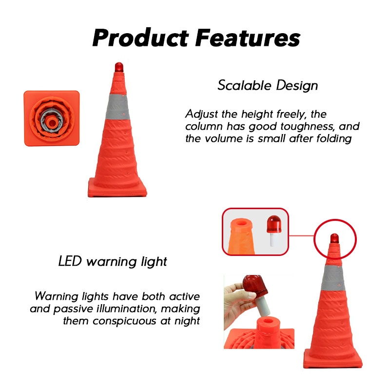 45cm/60cm Collapsible Foldable Road Cone Safety Reflective Tape ...