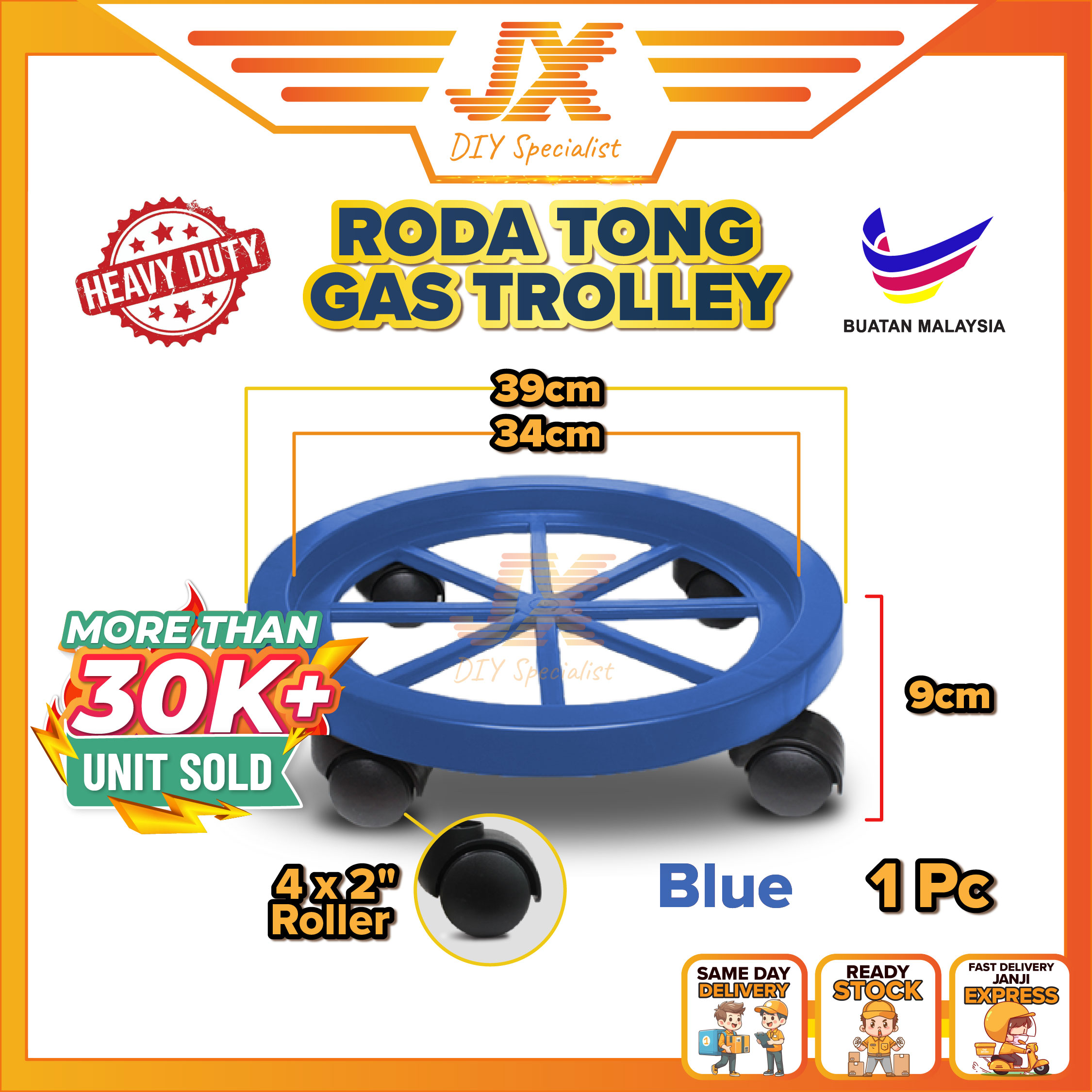 Blue Gas Tank Trolley Cylinder Roller Gas Stand Roller Wheel Roda Troli ...