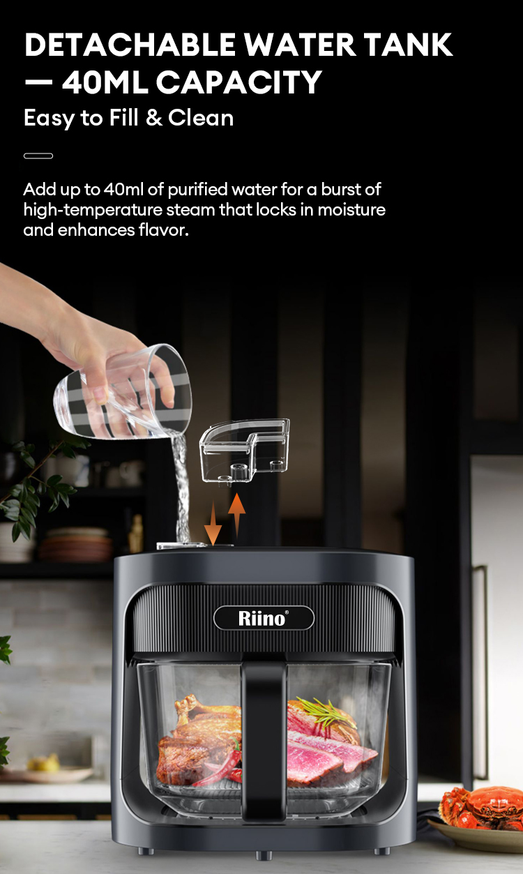 [Upgrade Ver.] Riino Steam Air Fryer Oven HD Dual Heat AI Technology ...
