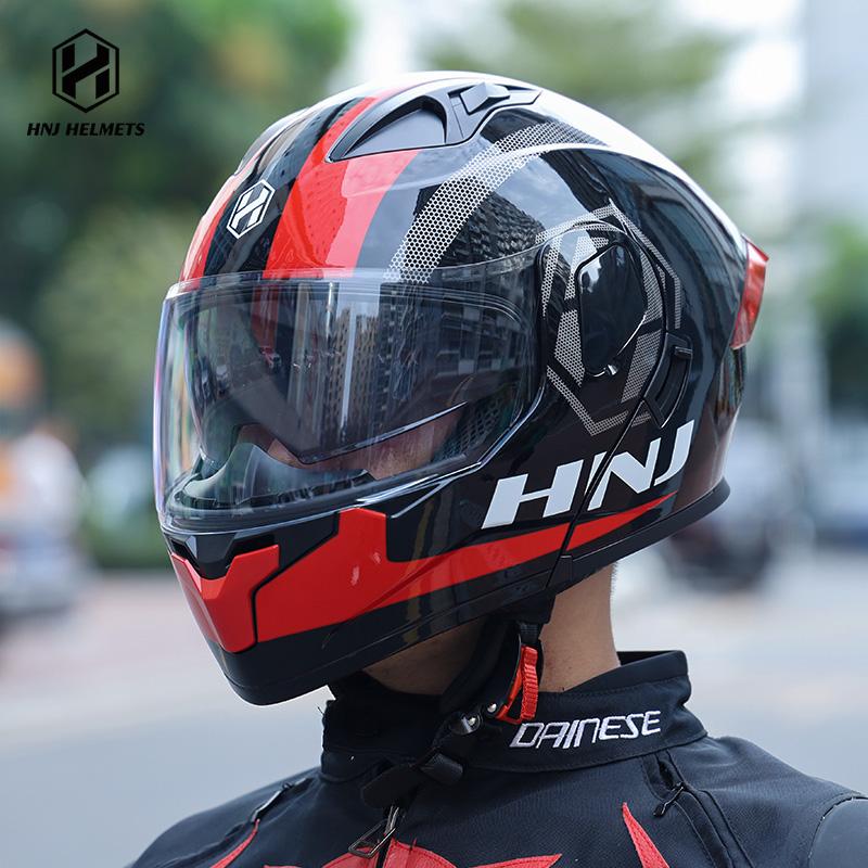 HNJ Flip Up Helmet Motor Motorcycle Double Visor Modular Full Face ...
