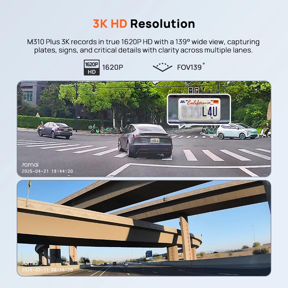 [New Launch] 70mai M310 Plus Car Recorder 3K QHD Resolution | Voice ...