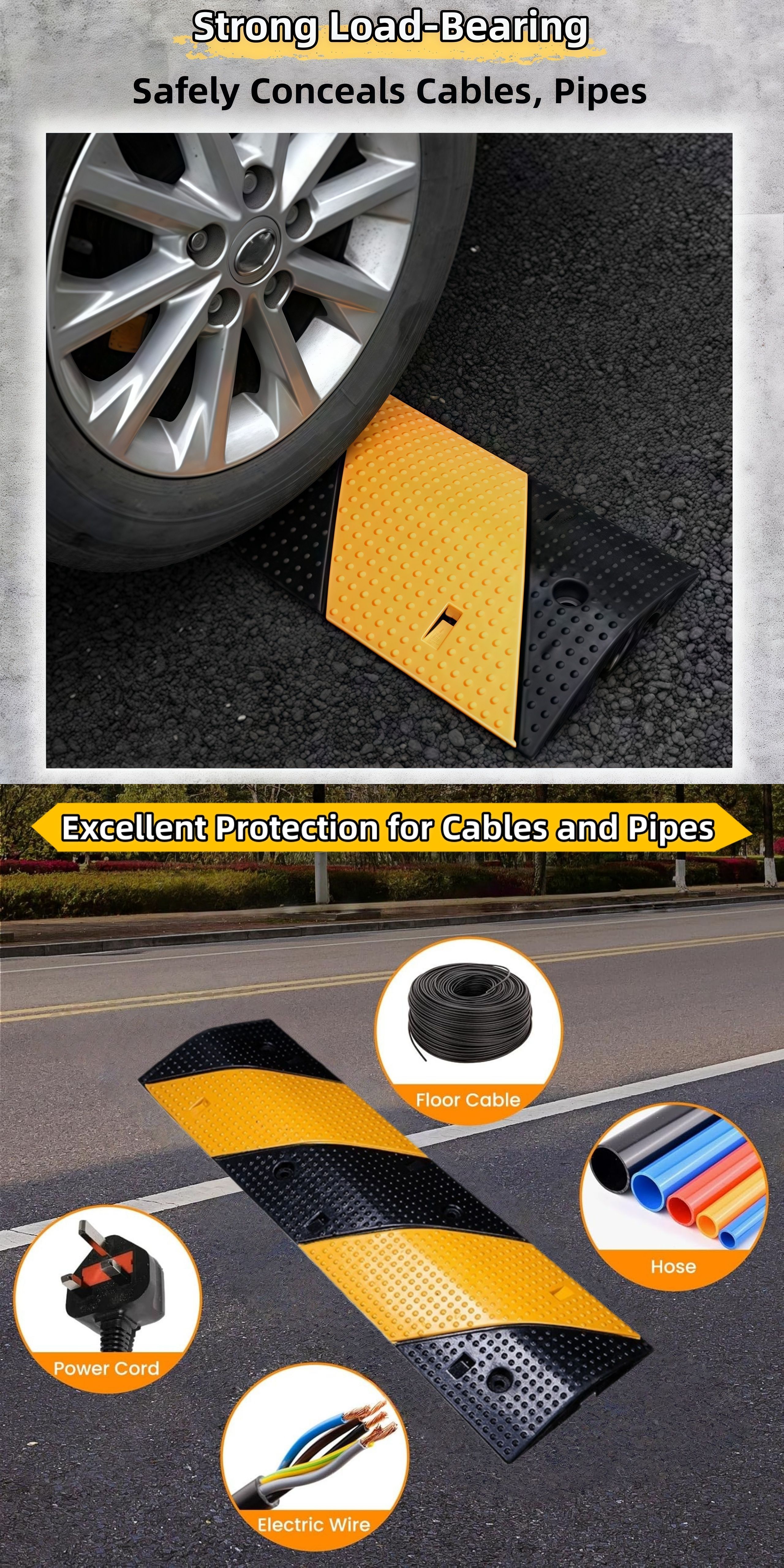 Rubber Speed Bump Cable Pipe Protector Ramp Heavy Duty Cable Casing ...