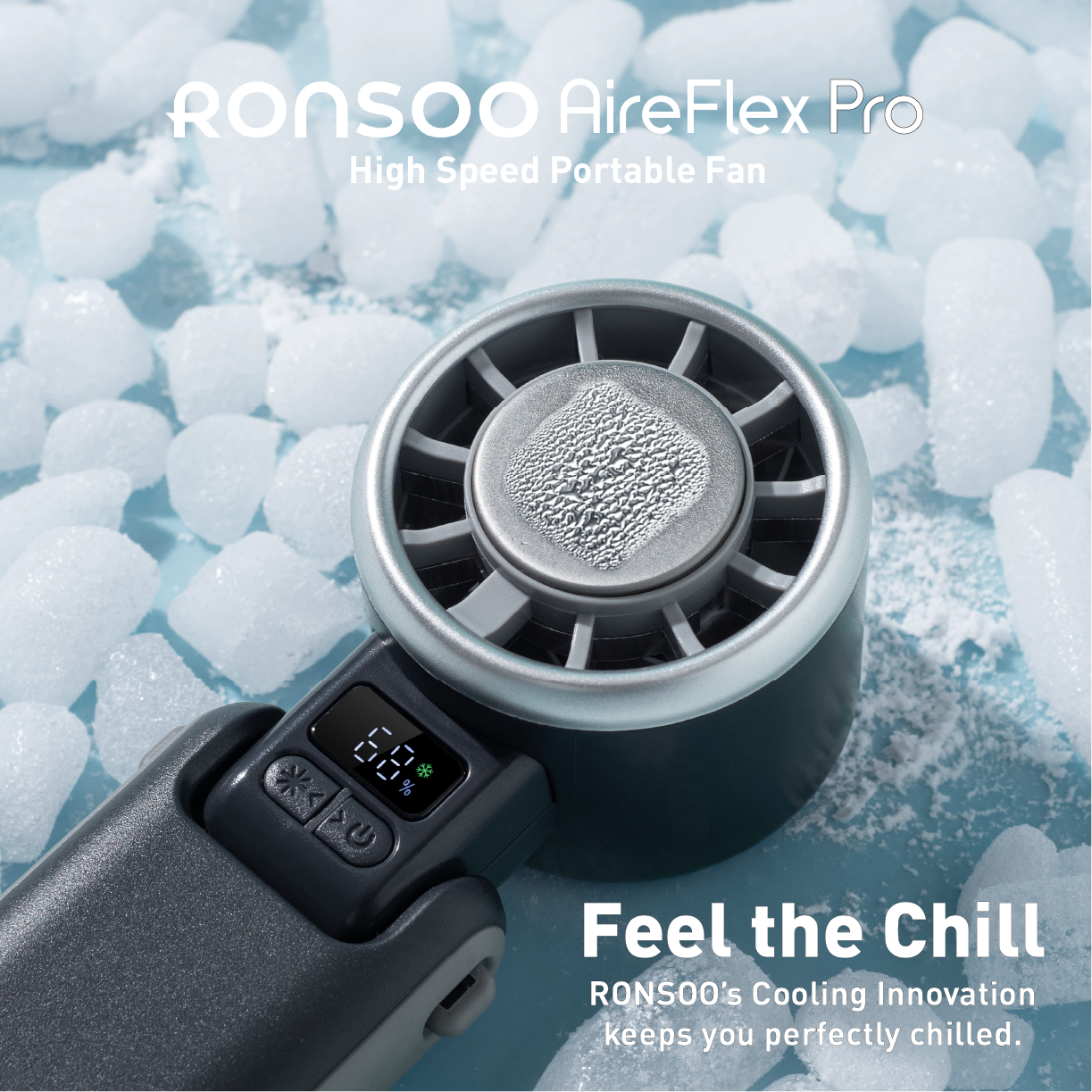 RONSOO AireFlex PRO Cooling Fan High Speed Fan Handheld 180° Foldable ...