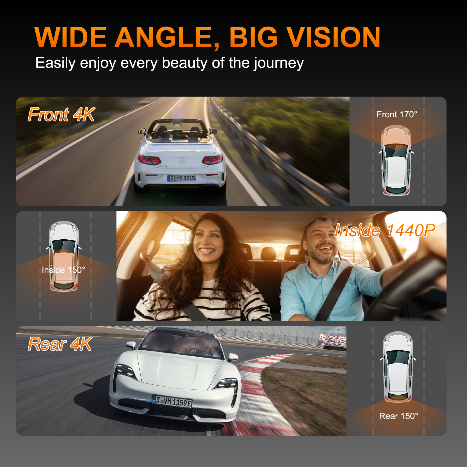 Neoglow 4K+1K+1K Dash Cam Three recording cameras A6703 | Built-in GPS ...