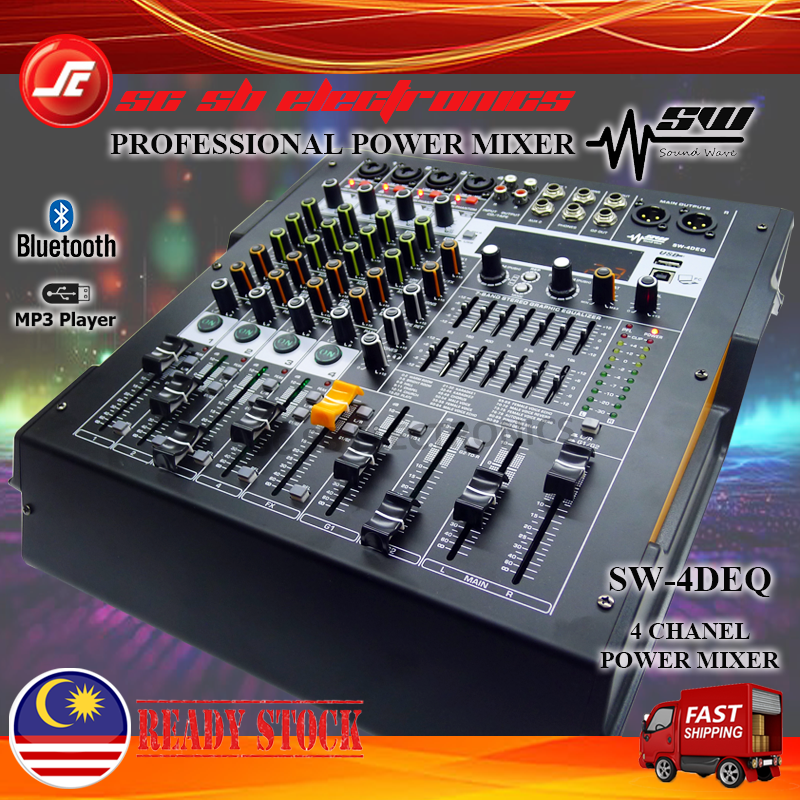 SOUNDWAVE STAGE AUDIO POWER MIXER POWERED MIXER W BLUETOOTH & USB 4 / 6 ...