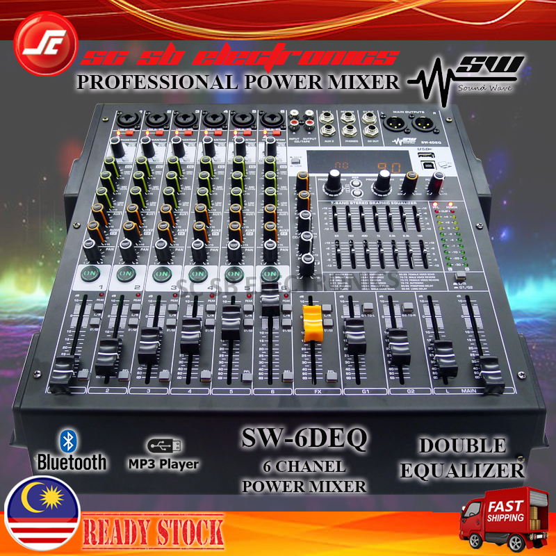 SOUNDWAVE STAGE AUDIO POWER MIXER POWERED MIXER W BLUETOOTH & USB 4 / 6 ...